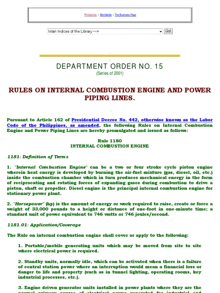 Rules On Internal Combustion Engine and Power Piping Lines - Chan ...