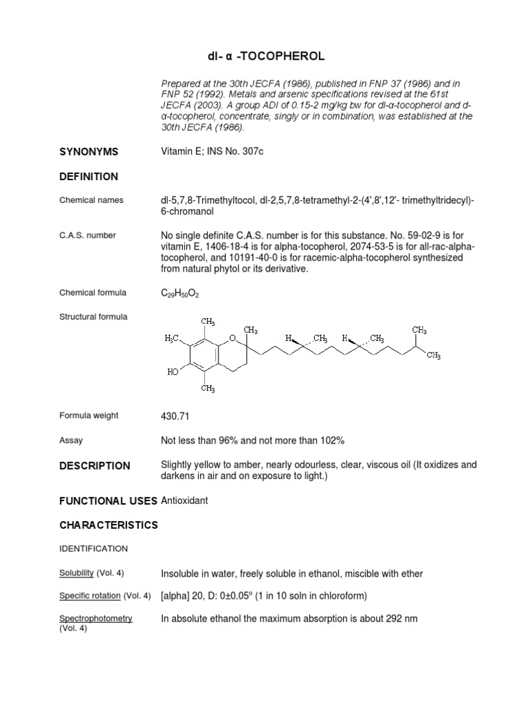 Codex Vitamin E | PDF | Chromatography | Solubility