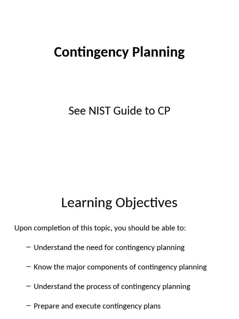 Topic 4a - Contingency Planning | PDF