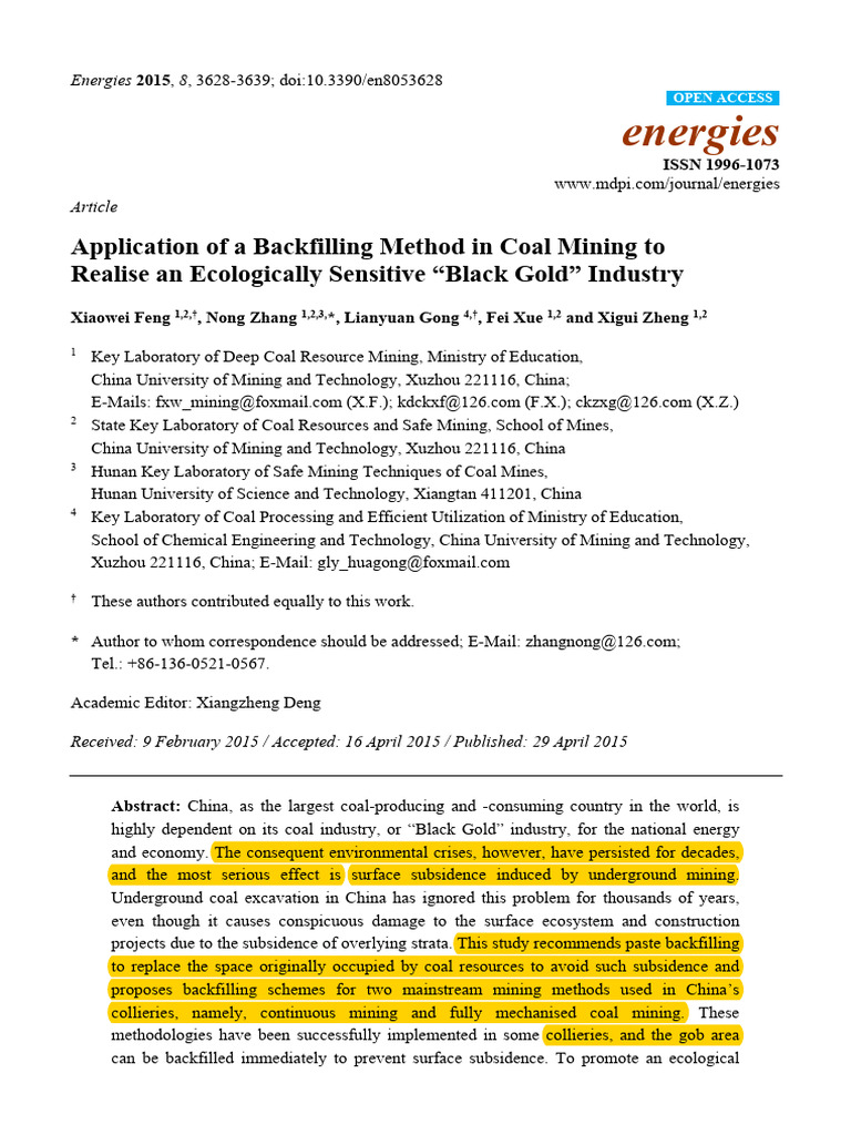 Continuous Miner With Paste Filling | PDF | Coal Mining | Mining