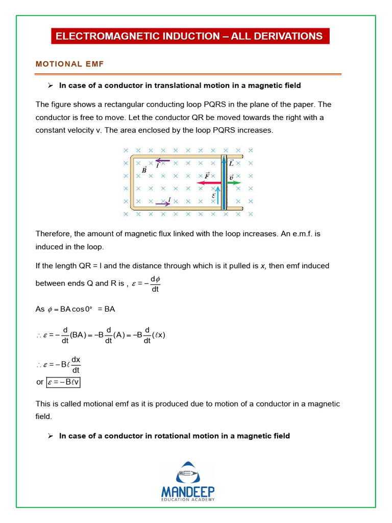 Understanding Motional EMF and Inductance | PDF | Inductance | Inductor