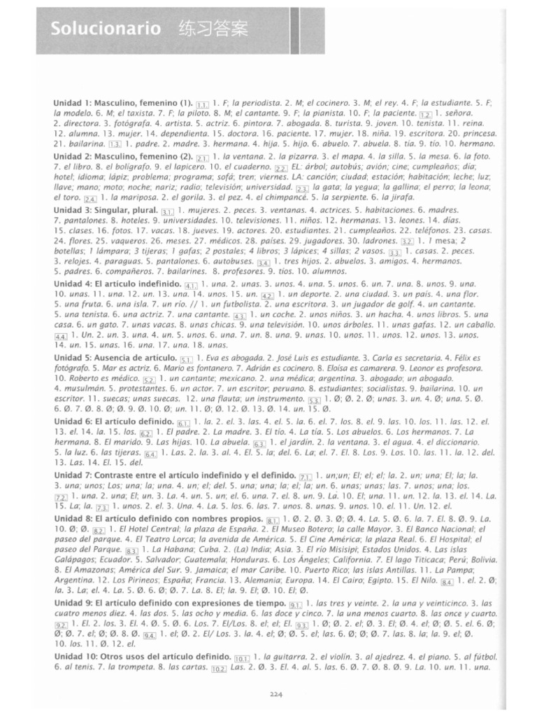 Spanish Exercises Key | PDF