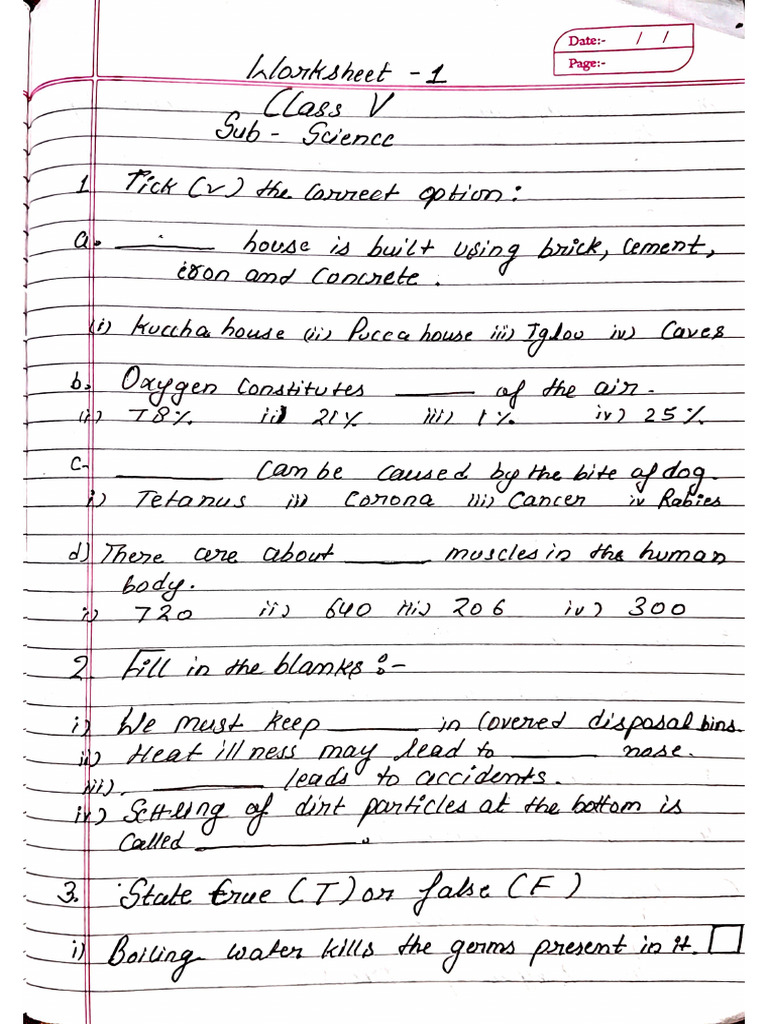 Worksheet1 V Science | PDF