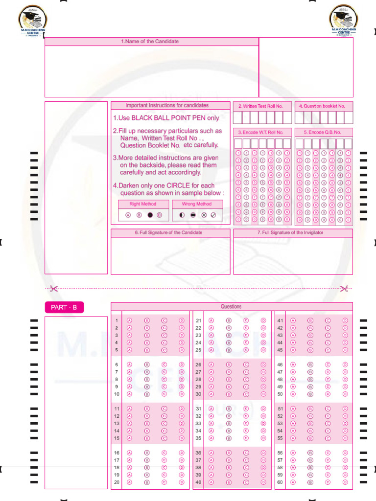 Omr Sheet WBSSC | PDF