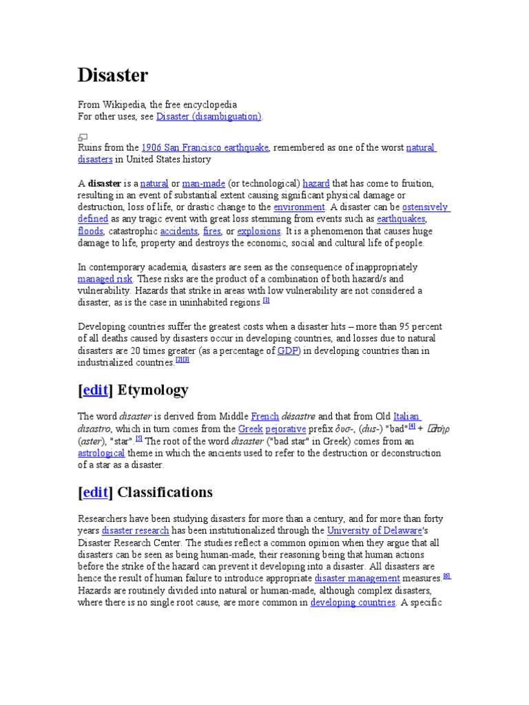 Disaster: Etymology | PDF | Emergency Management | Disasters