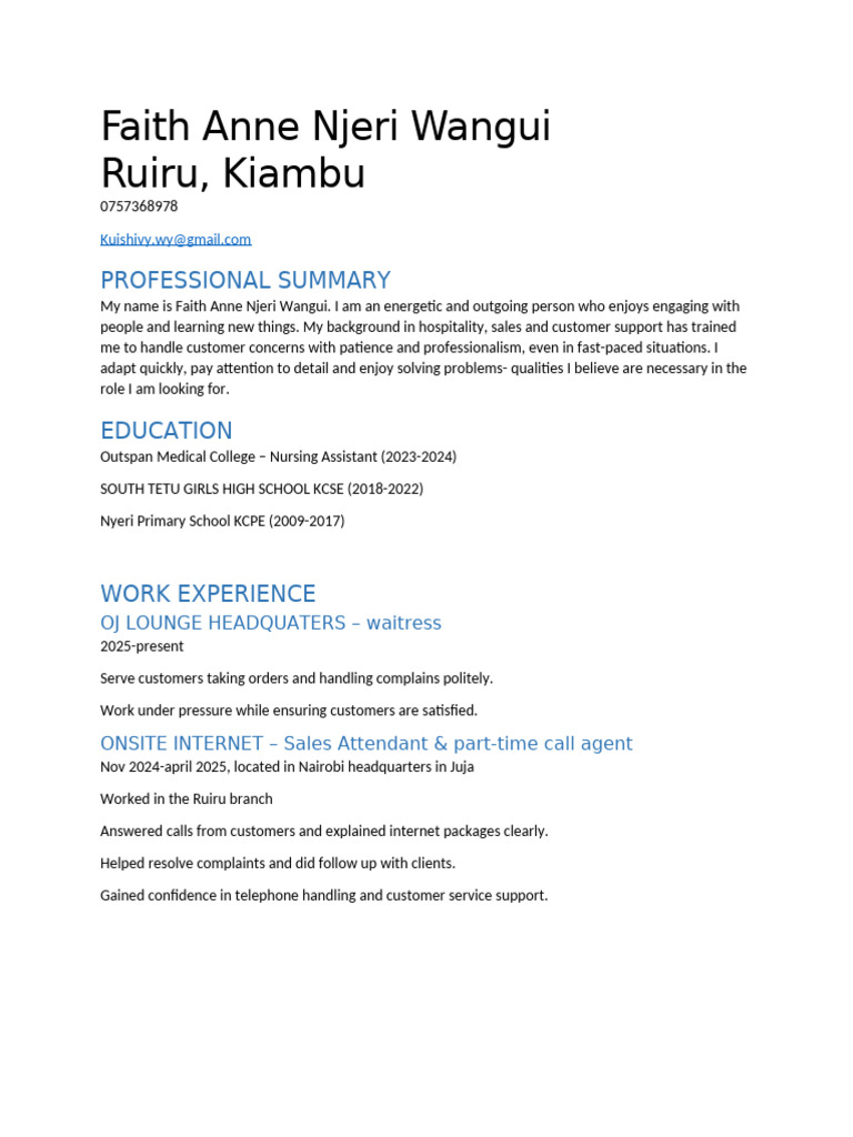 Faith Anne Njeri Wangui | PDF