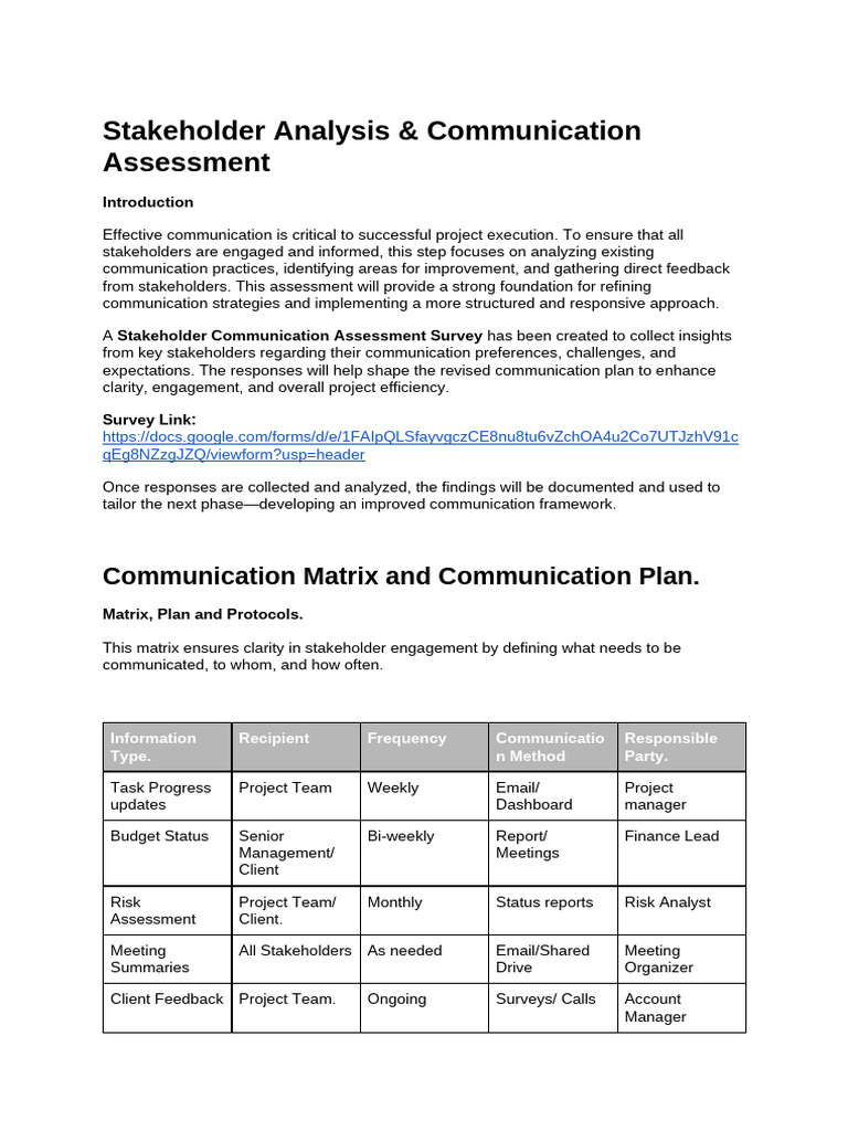 Stakeholder Communication Assessment Guide | PDF | Communication ...