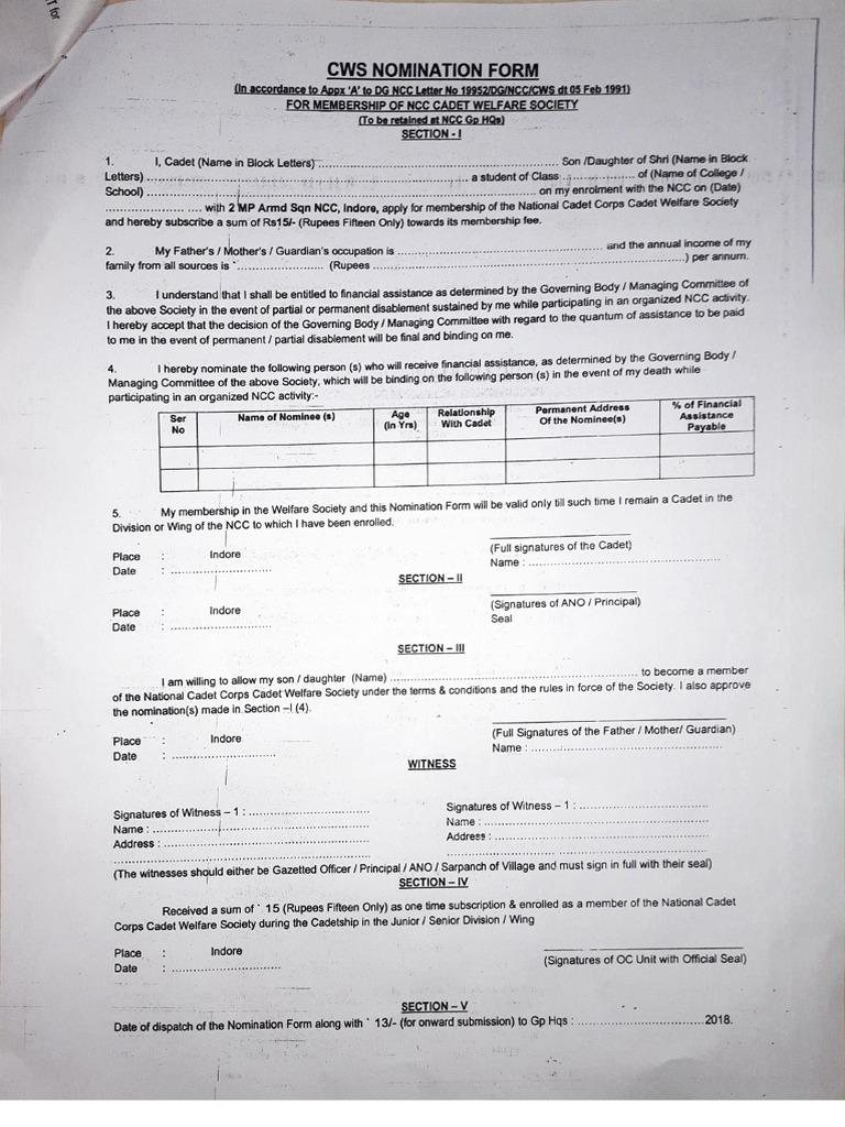 Enrollment Form NCC - PDF 2 | PDF