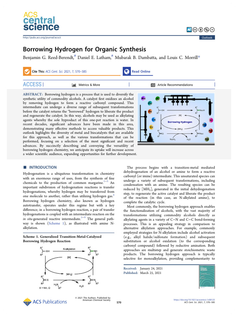 Advances in Borrowing Hydrogen Chemistry | PDF | Catalysis | Amine