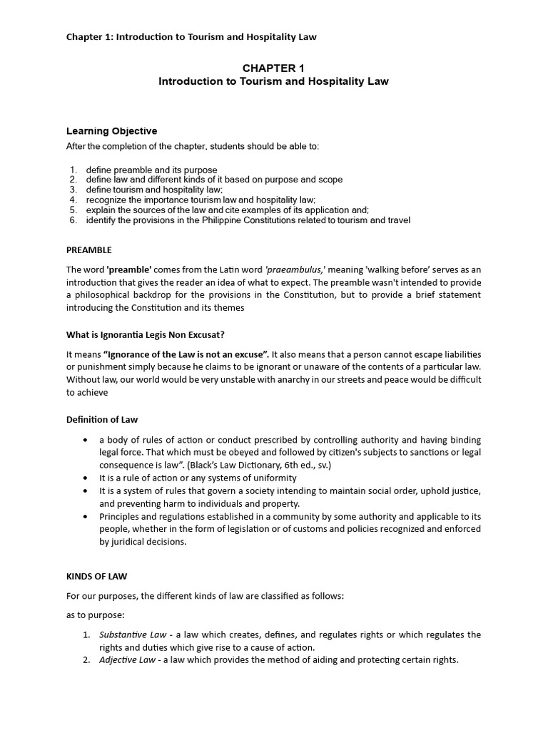 Introduction to Tourism and Hospitality Law | PDF | Tourism | Bail