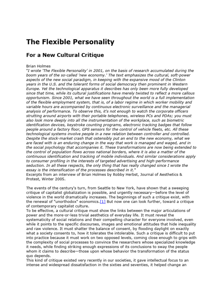 Cultural Critique of Flexible Employment | PDF | Cultural Studies ...