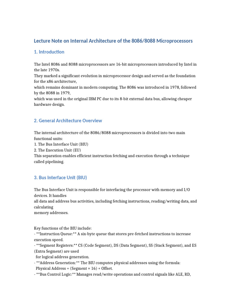 Internal Architecture of 8086 8088 Microprocessors | PDF | Central Processing Unit | X86 ...