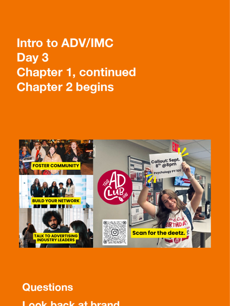 Intro To ADV Day 3 FA25 | PDF | Advertising | Marketing Communications