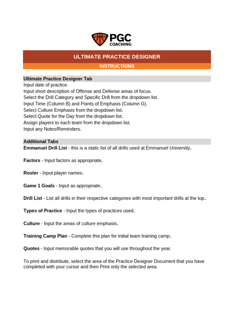Practice Designer PGC Coaching Final V02 | PDF | Team Sports | Ball Games