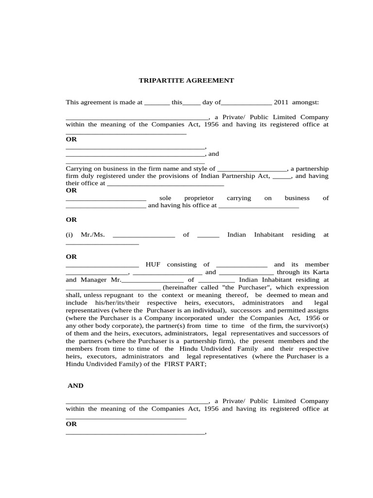 Tripartite Agreement for Property Purchase | PDF | Deed | Mortgages