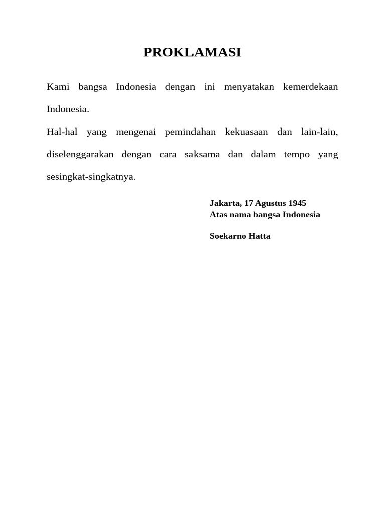 Proklamasi Kemerdekaan Indonesia 1945 | PDF