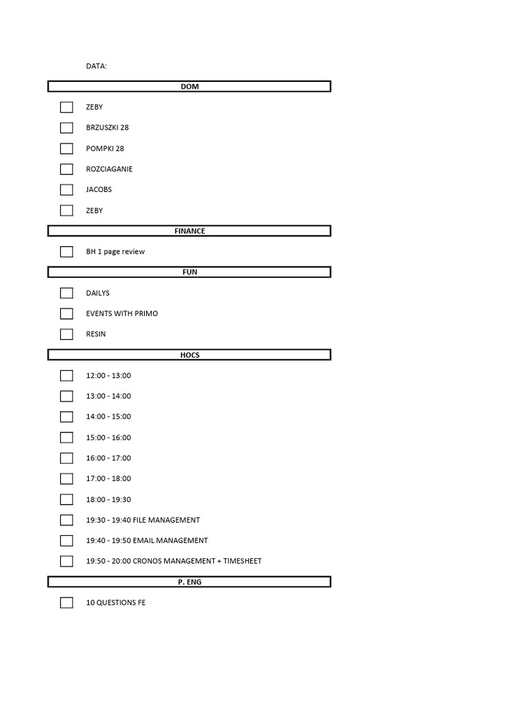 Daily Checklist r4 | PDF