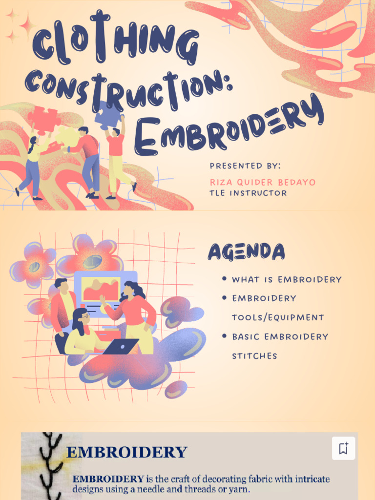 1st Topic - Clothing Construction - Embroidery | PDF
