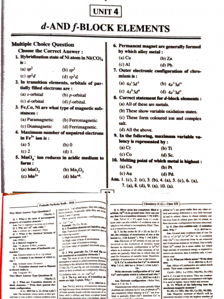 Chemistry Ps D&F Block Elements | PDF | Transition Metals | Electron ...