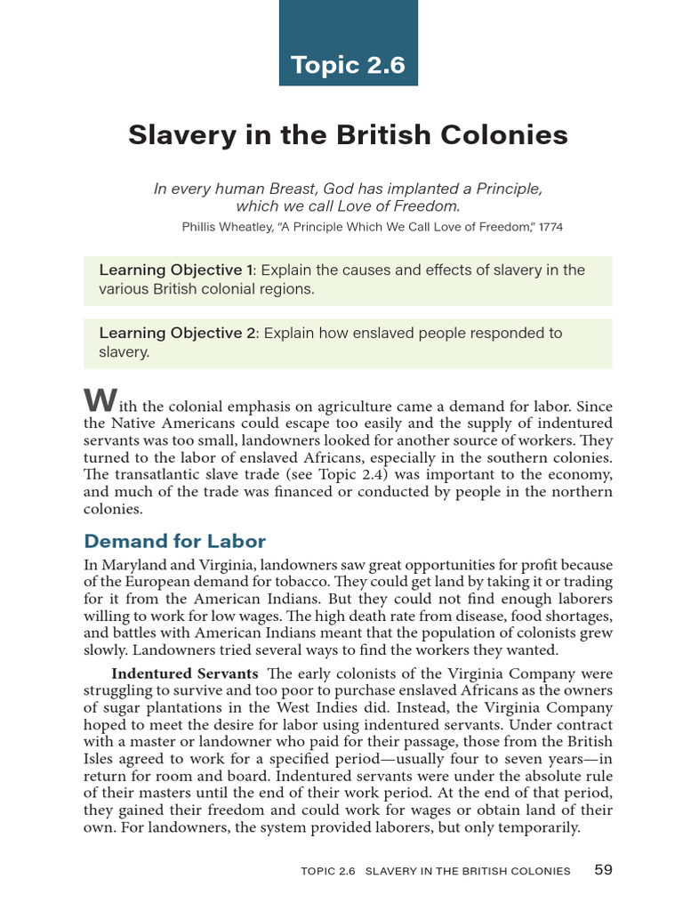 AMSCO 2.6 Slavery in The British Colonie | PDF | Slavery | Atlantic ...