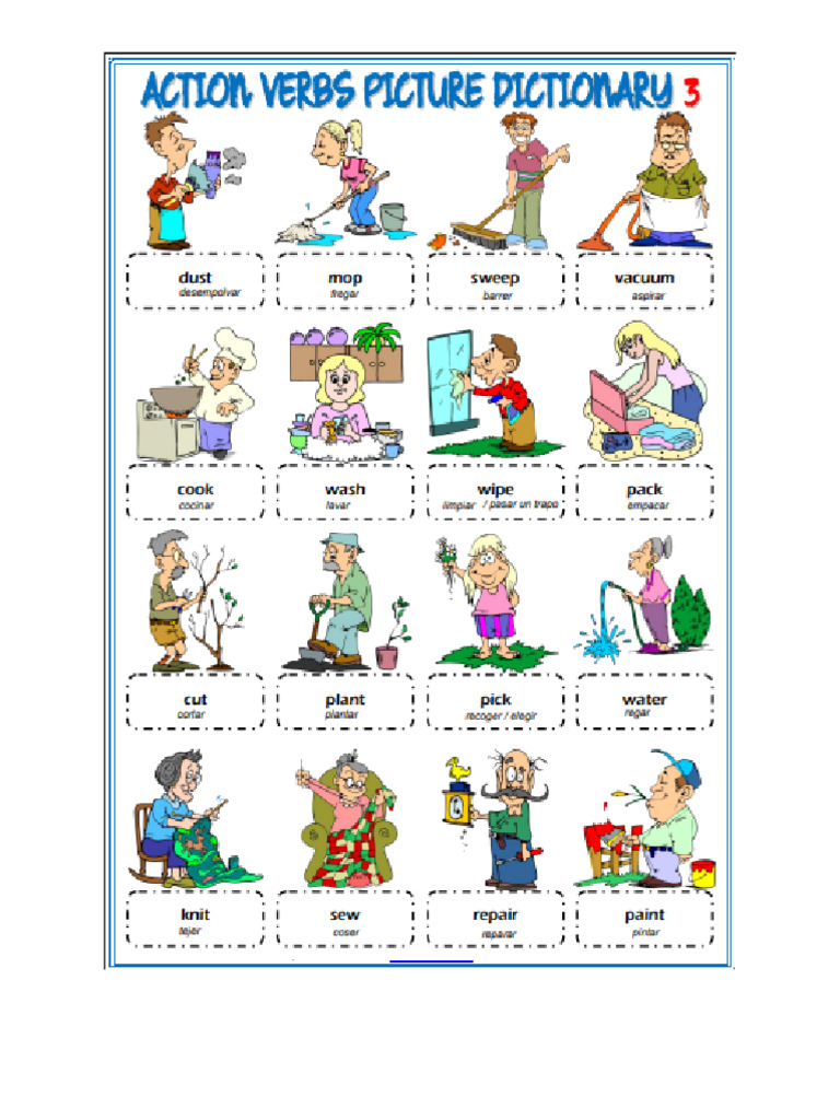 Action Verb Picture Dictionary 3 | PDF