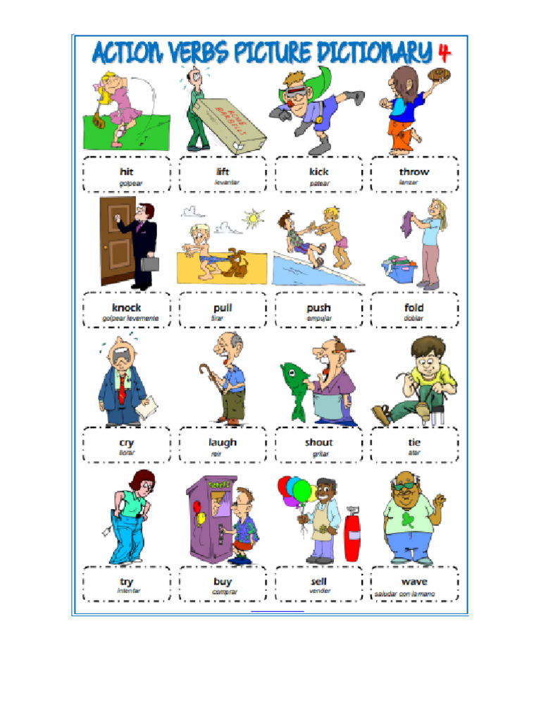 Action Verb Picture Dictionary 4 | PDF