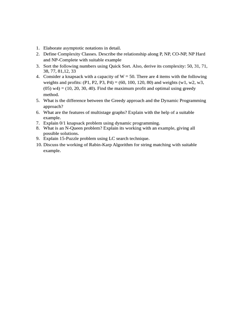 AOA ATKT Class Test Question Bank | PDF