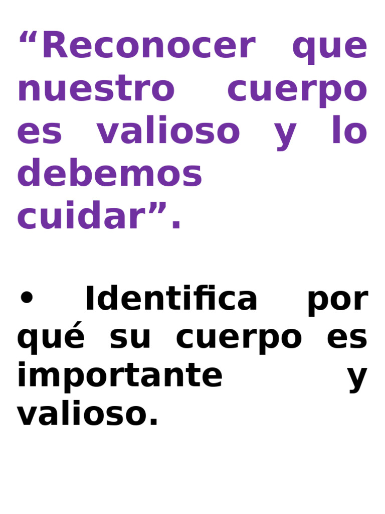 Reconocer Que Nuestro Cuerpo Es Valioso y Lo Debemos Cuidar | PDF