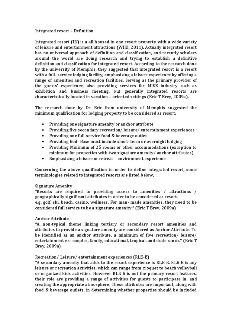 IR Definition & Classification | PDF | Resort | Tourism And Leisure