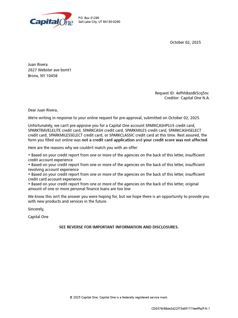 Adverse Action Letter | PDF | Credit History | Personal Finance