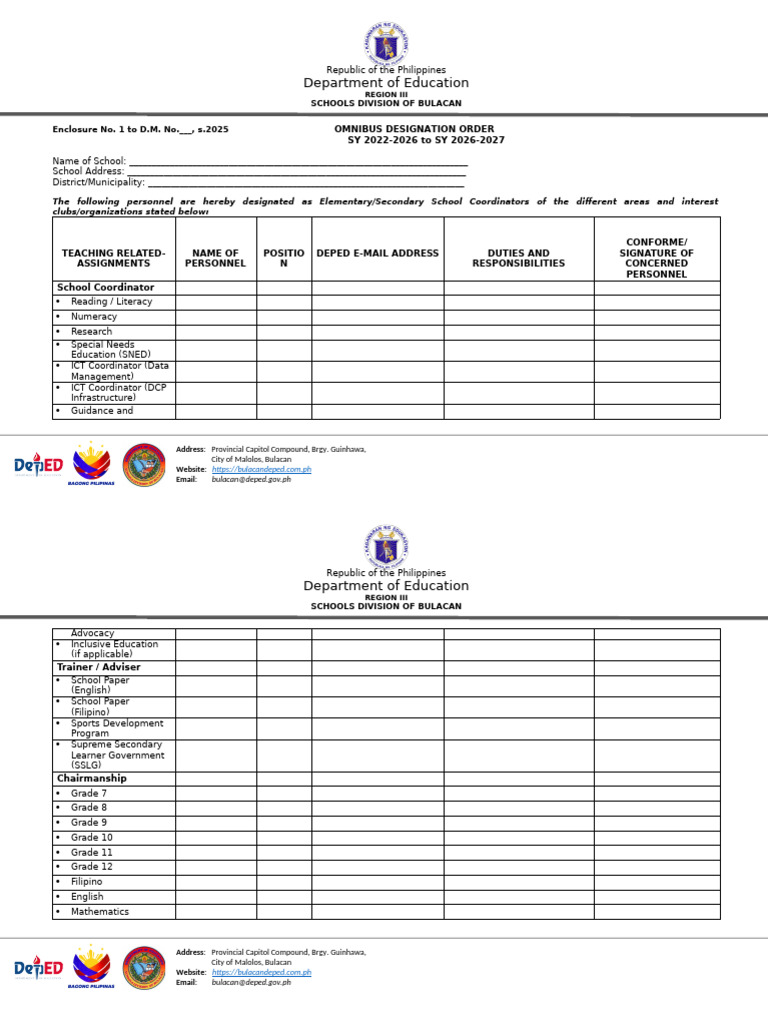 Omnibus Designation Order 2025-2027 | PDF