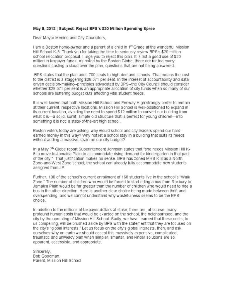 Council Letter | PDF | Government | Schools