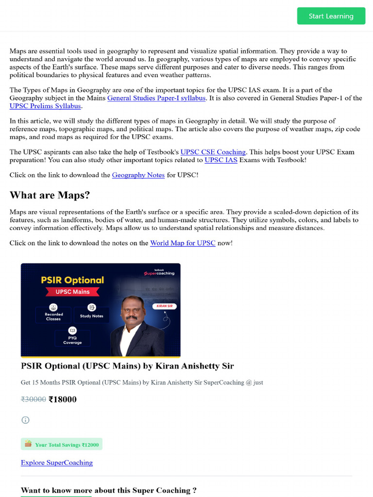 Types of Maps - Topographic, Political, Thematic, Maps & More | PDF