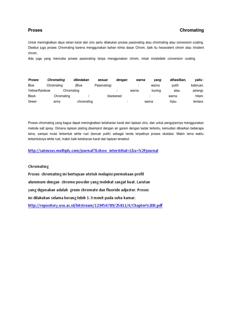 Proses Chromating dan Jenisnya | PDF