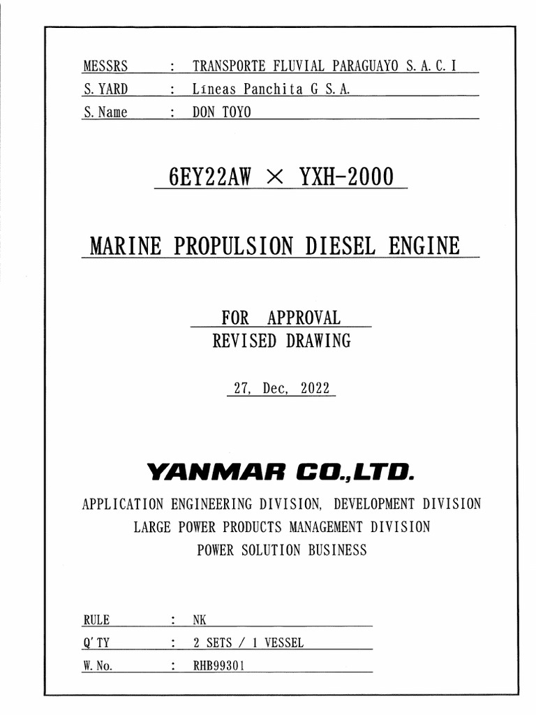 Yanmar Rhb99301 - Approval Drawing (Rev.1) | PDF