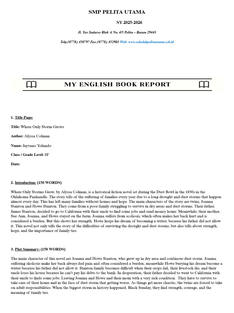 English Book Report Midterm Project PDF | PDF