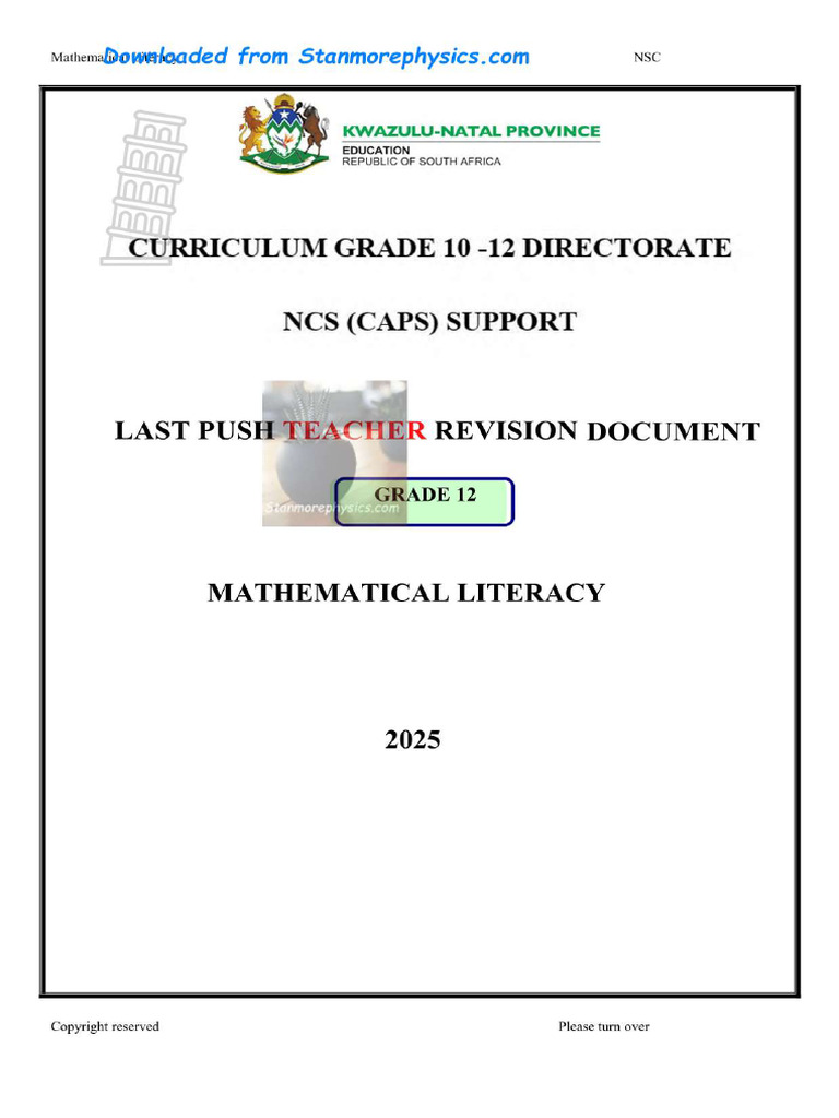 Grade 12 Last Push Maths Literacy Memo | PDF | Renminbi