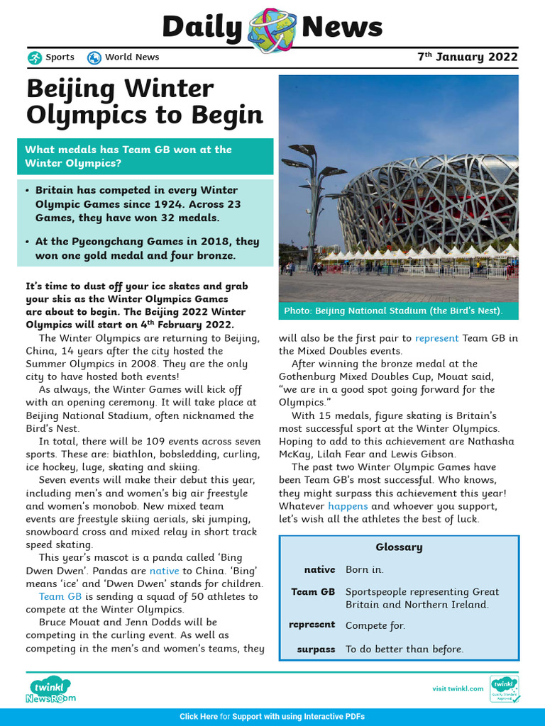 Beijing Winter Olympics To Begin | PDF | Winter Olympic Games | Olympic ...