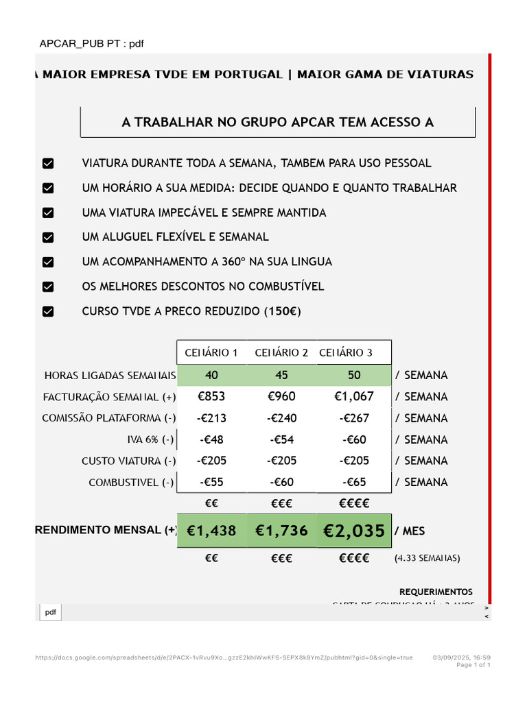 Trabalhe com a APCAR: TVDE em Portugal | PDF