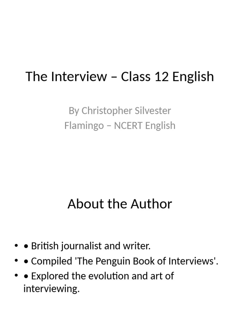 The Interview Class12 Simple Pdf