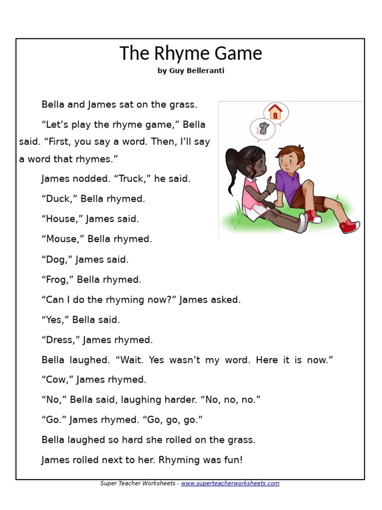 Grade 1 Rhyme Game Comprehension | PDF | Chess | Chess Theory