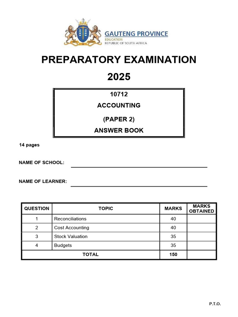 2025 Accounting Exam Answer Book | PDF | Cash | Stocks