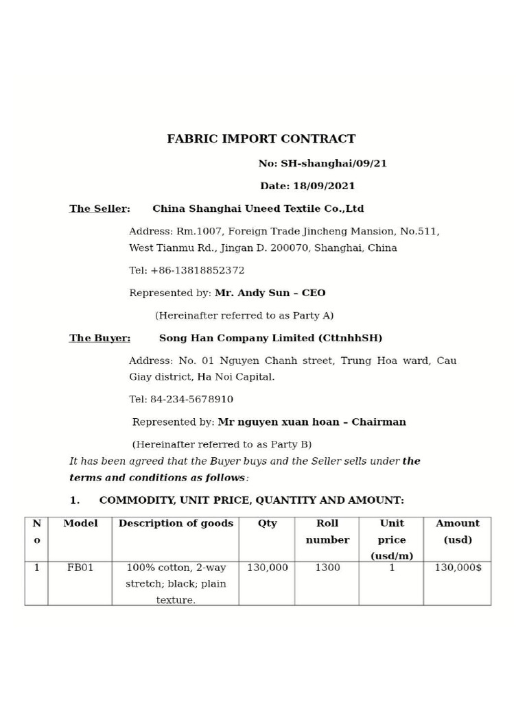 Import Contract | PDF