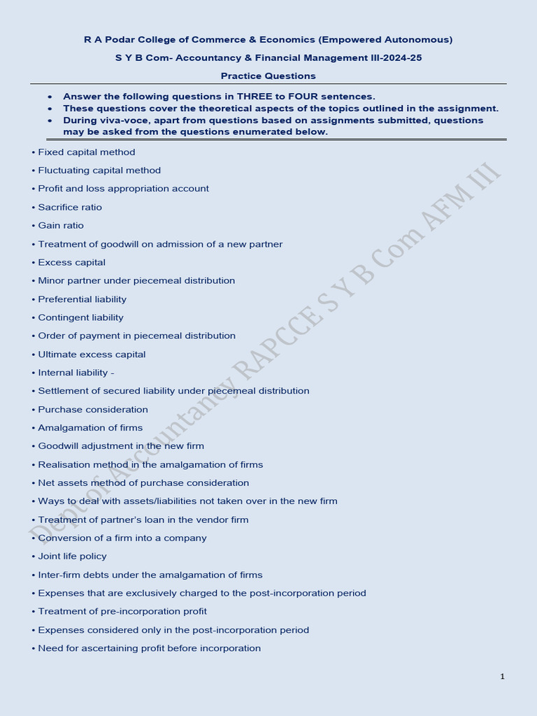 Partner Admission & Goodwill Practice Questions | PDF | Debits And ...