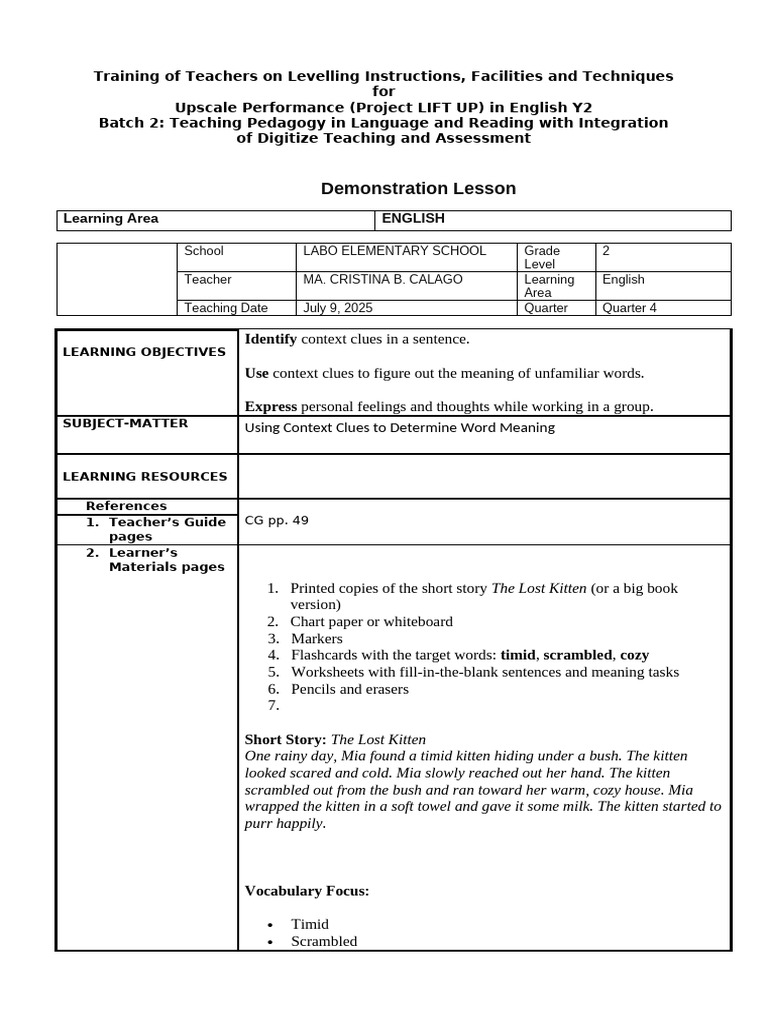 Explicit Teaching Lesson Plan | PDF | Teachers | Behavior Modification