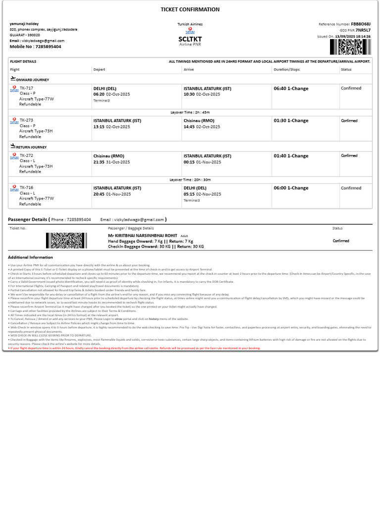 Flight Ticket Confirmation | PDF | Identity Document | Aviation
