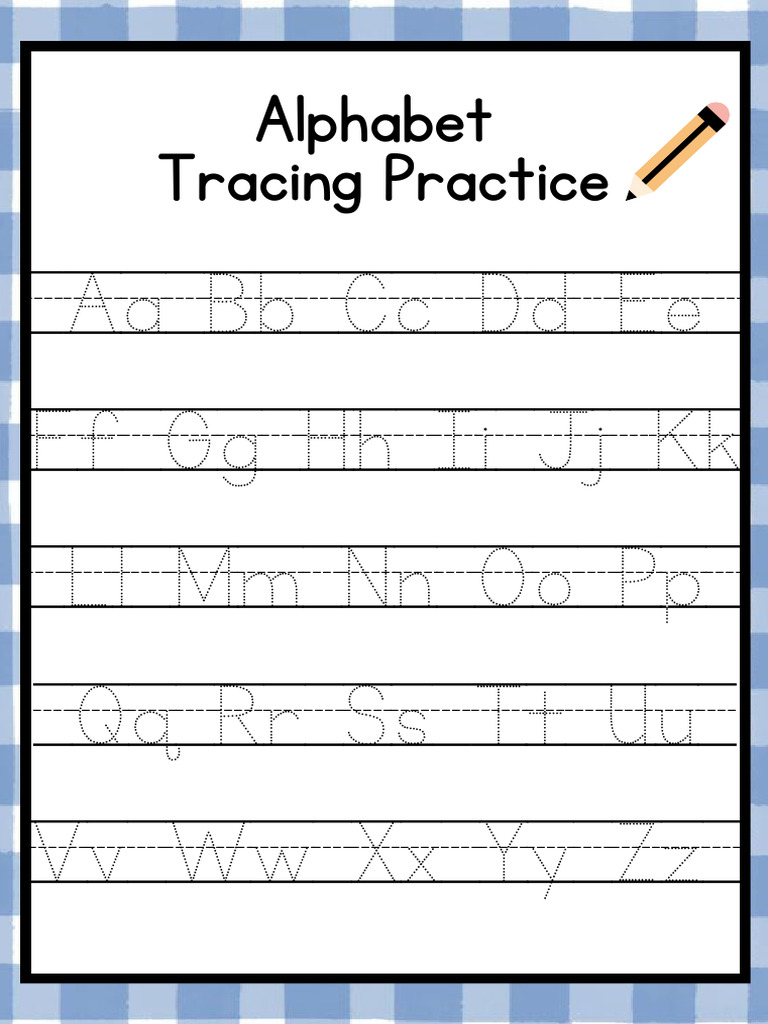 Black & White Alphabet Tracing Worksheet | PDF