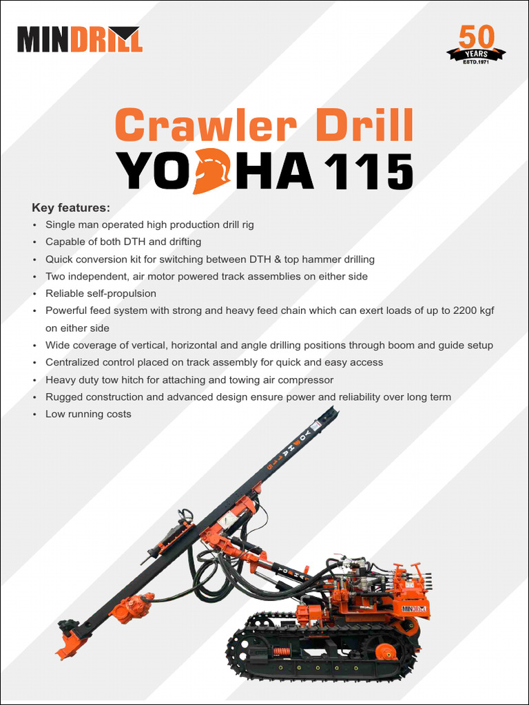 Mindrill YODHA115 TH Crawler Drill | PDF | Drill