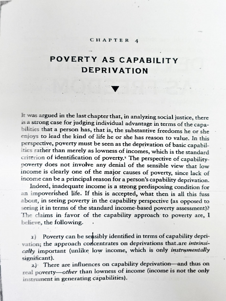 Poverty as Capability Deprivation | PDF | Poverty | Poverty & Homelessness