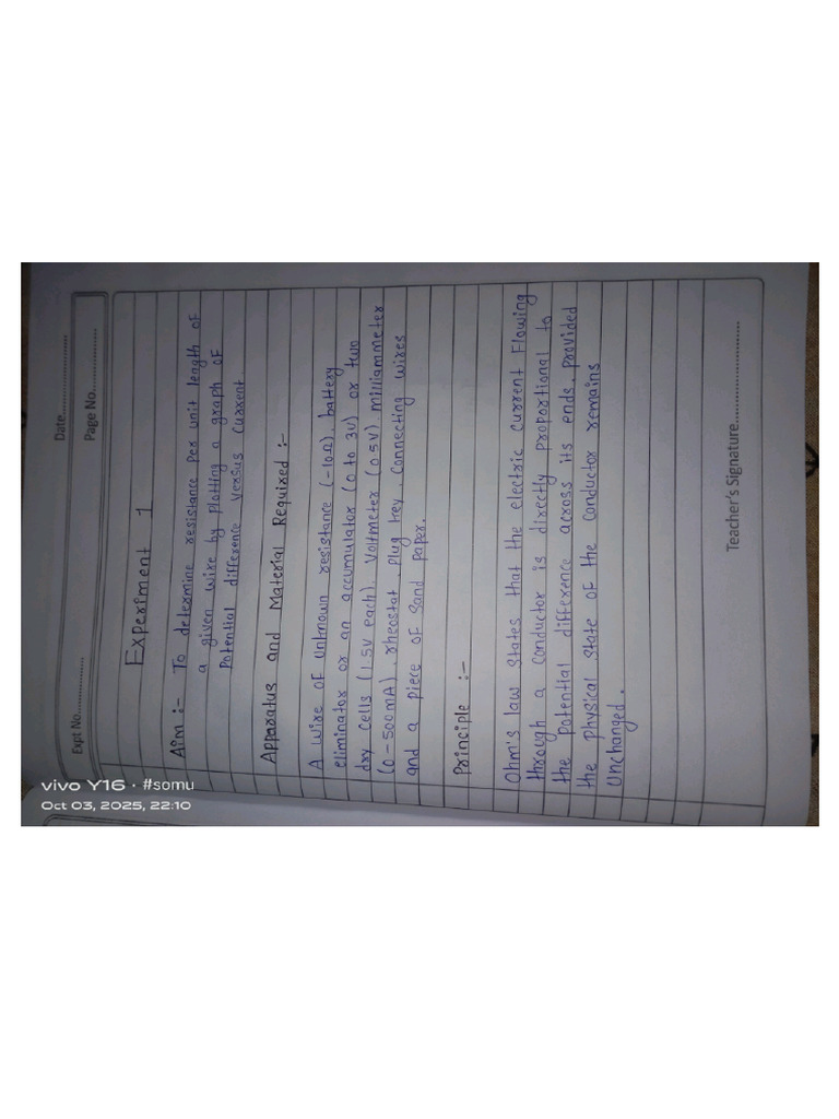 Physics Practical Experiment 1 | PDF